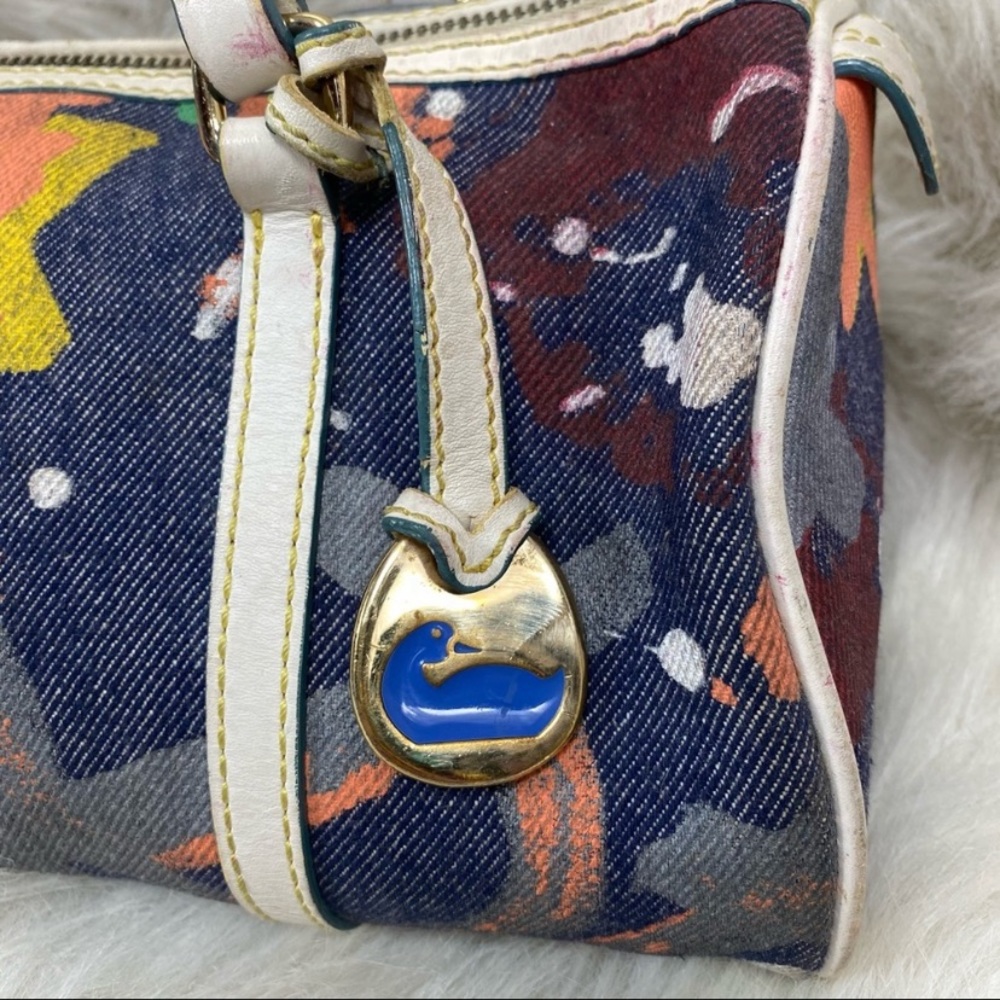 Dooney & Bourke Paint Splatter Denim Barrel Shoulder … - Gem